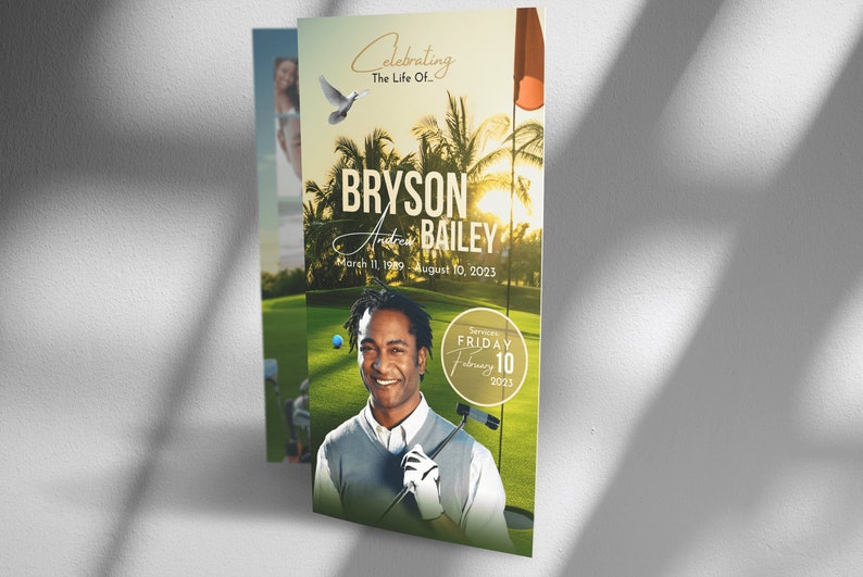 Golf Theme Funeral Program: Celebration of Life, Memorial (digital ...