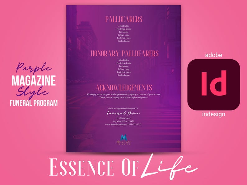 Purple Magazine Style Funeral Program Template (digital Download ...