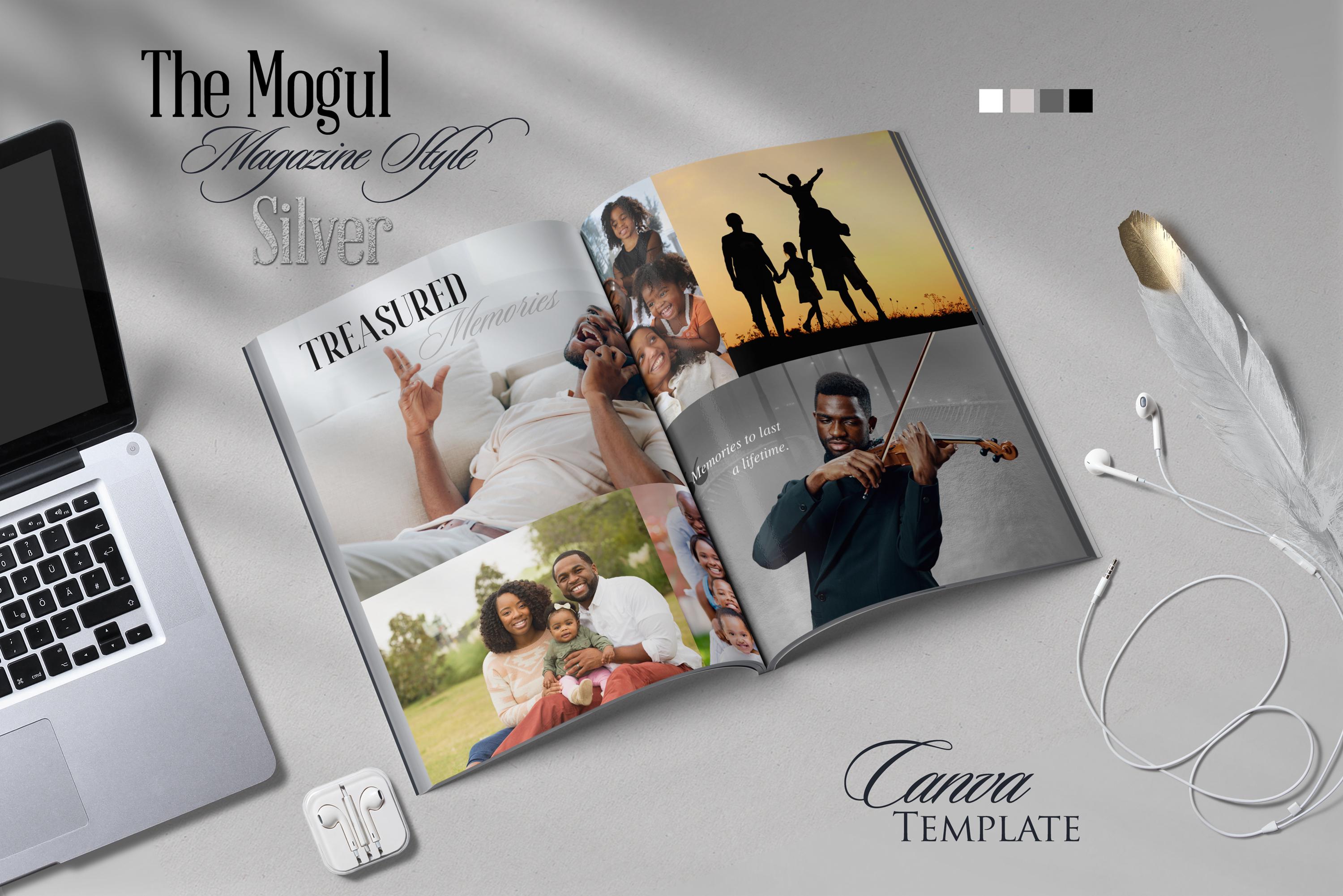 Silver Magazine Style Funeral Program: Canva Template (digital Download ...