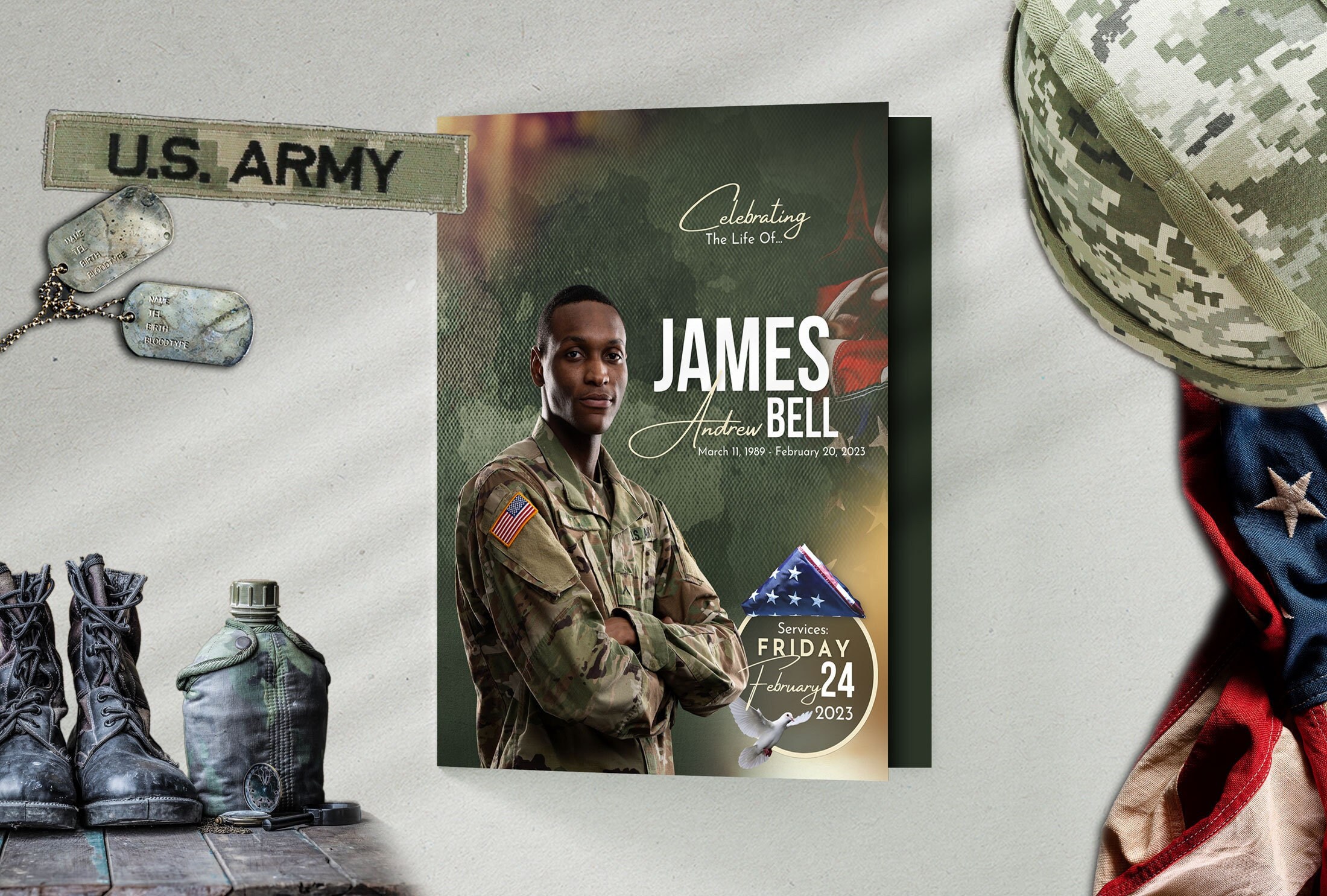 17x11 Large Bifold | Salute to Service- Army Funeral Program ...