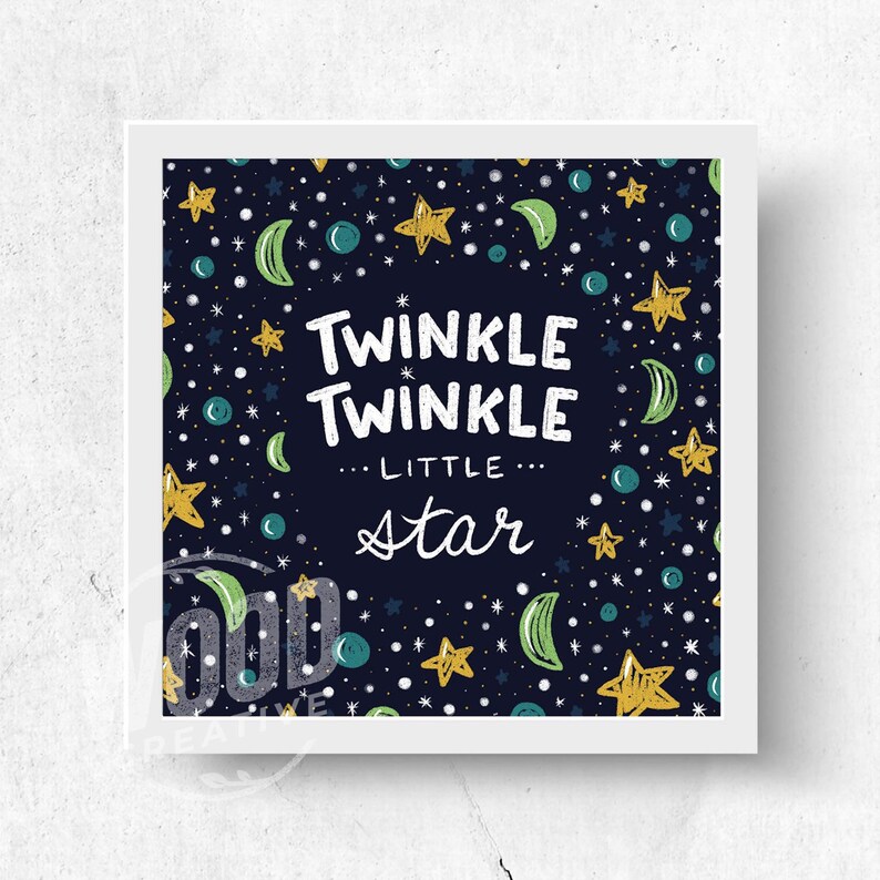 Twinkle Twinkle Little Star, 8x8 Print, Art Print, Illustration, Home ...