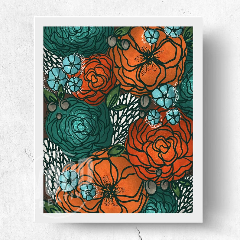 Flower Wall Art 8x10 Print Art Print Illustration Fall - Etsy