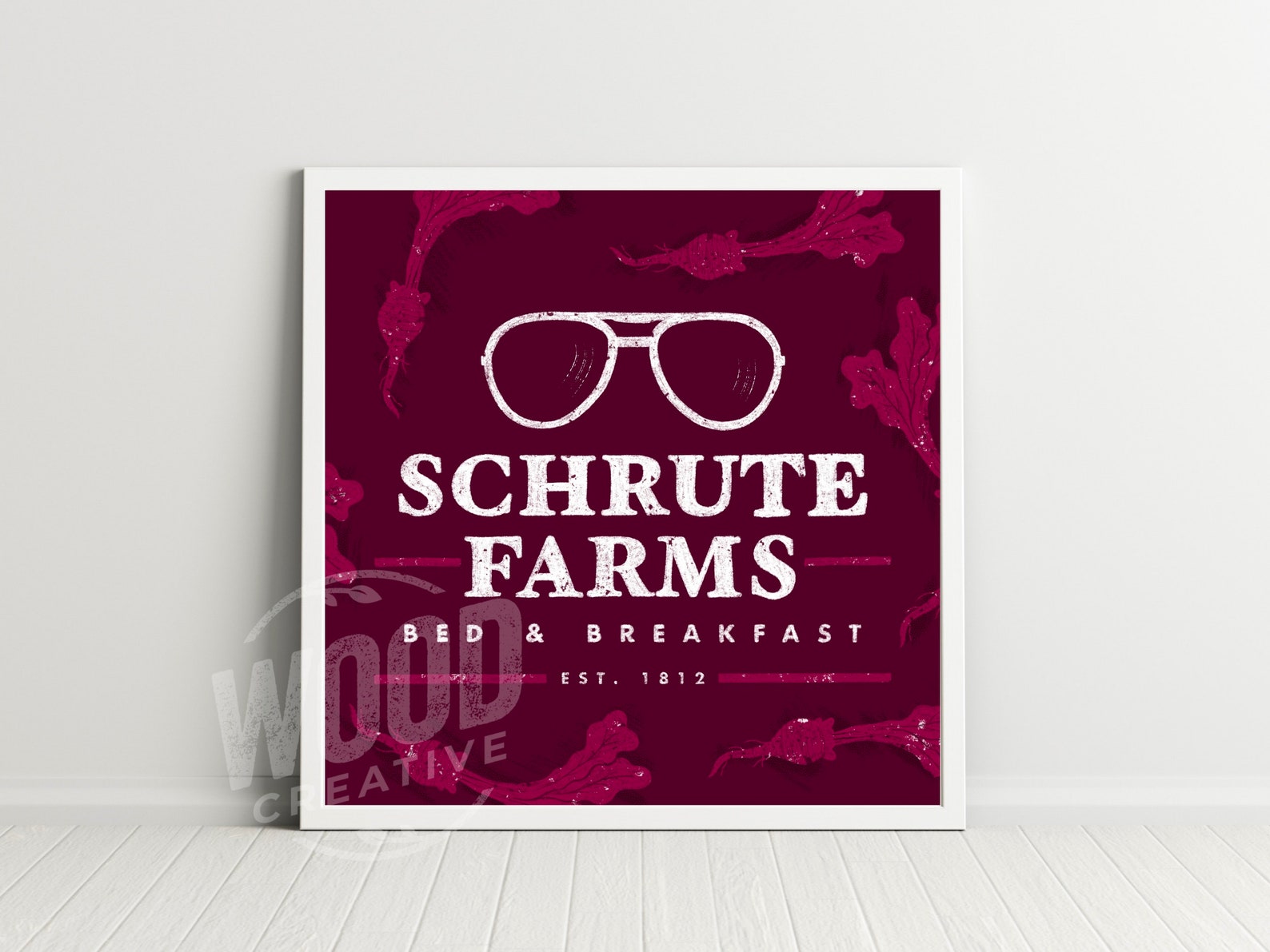 Schrute Farms Bed & Breakfast, 8x8 Print, Art Print, Illustration, the ...