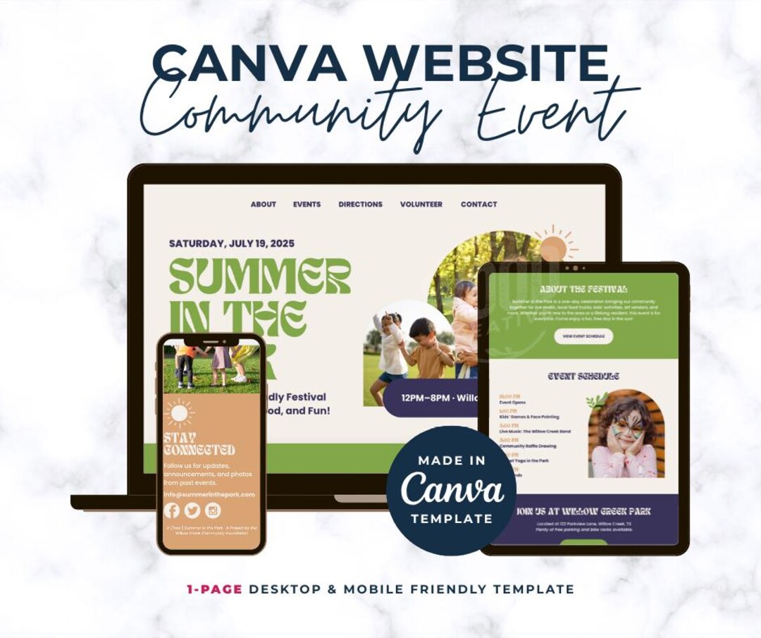 Customizable Canva Community Event Website; One-page Website Template ...