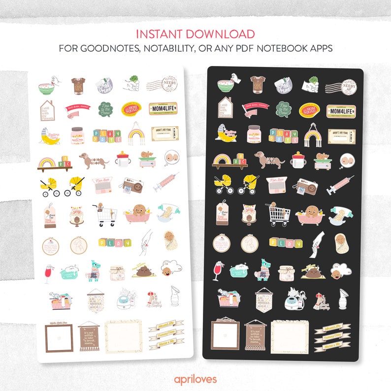 MOM Digital Stickers BABY Planner Stickers Mom Life - Etsy