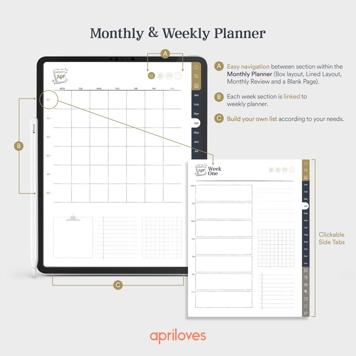 UNDATED Fun Digital Life Planner Minimalist Ipad Planner | Etsy