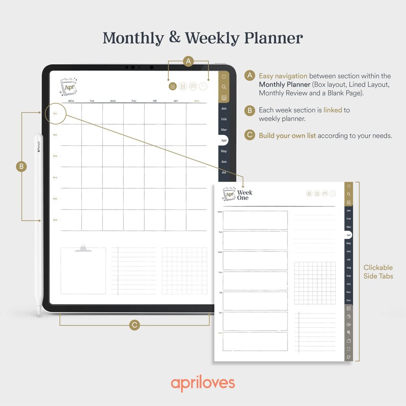 UNDATED Fun Digital Life Planner Minimalist Ipad Planner | Etsy