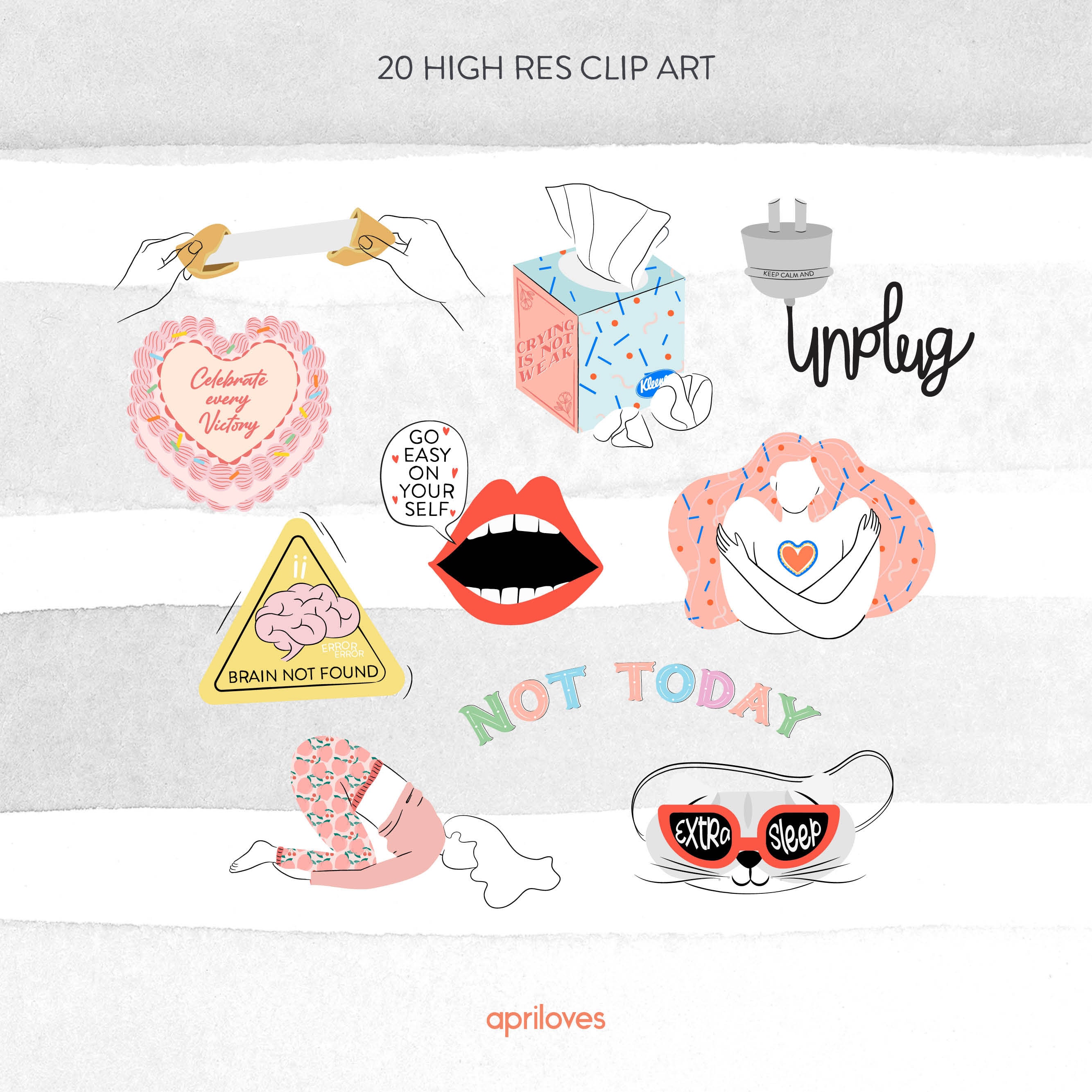 Self Love Clip Art, Self Care SVG, Hand Drawn Cute Clipart, Kawaii ...