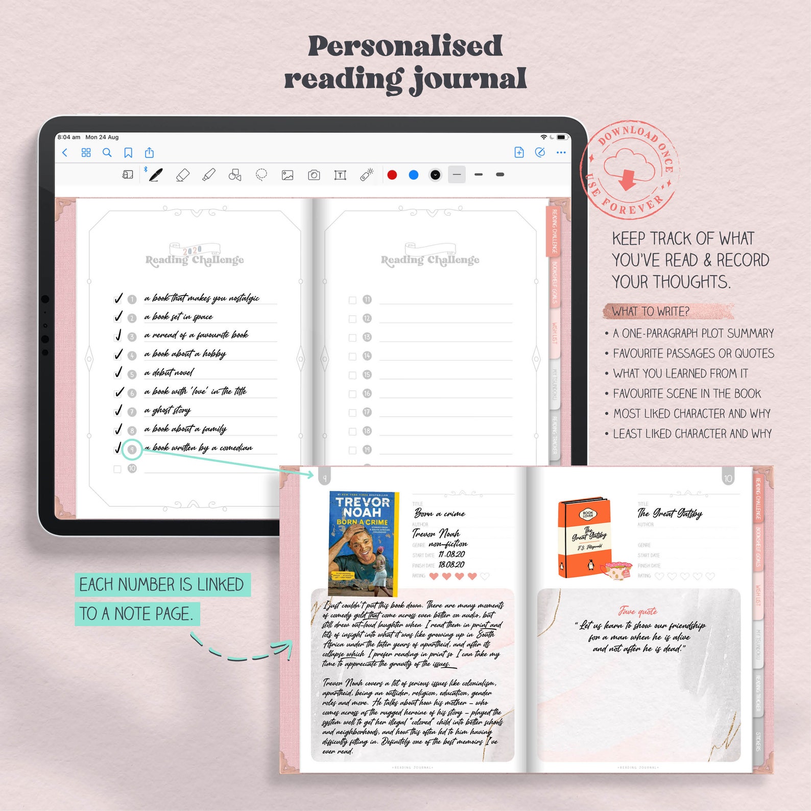 Reading Challenge Journal and Reading Stickers Bundle Reading - Etsy