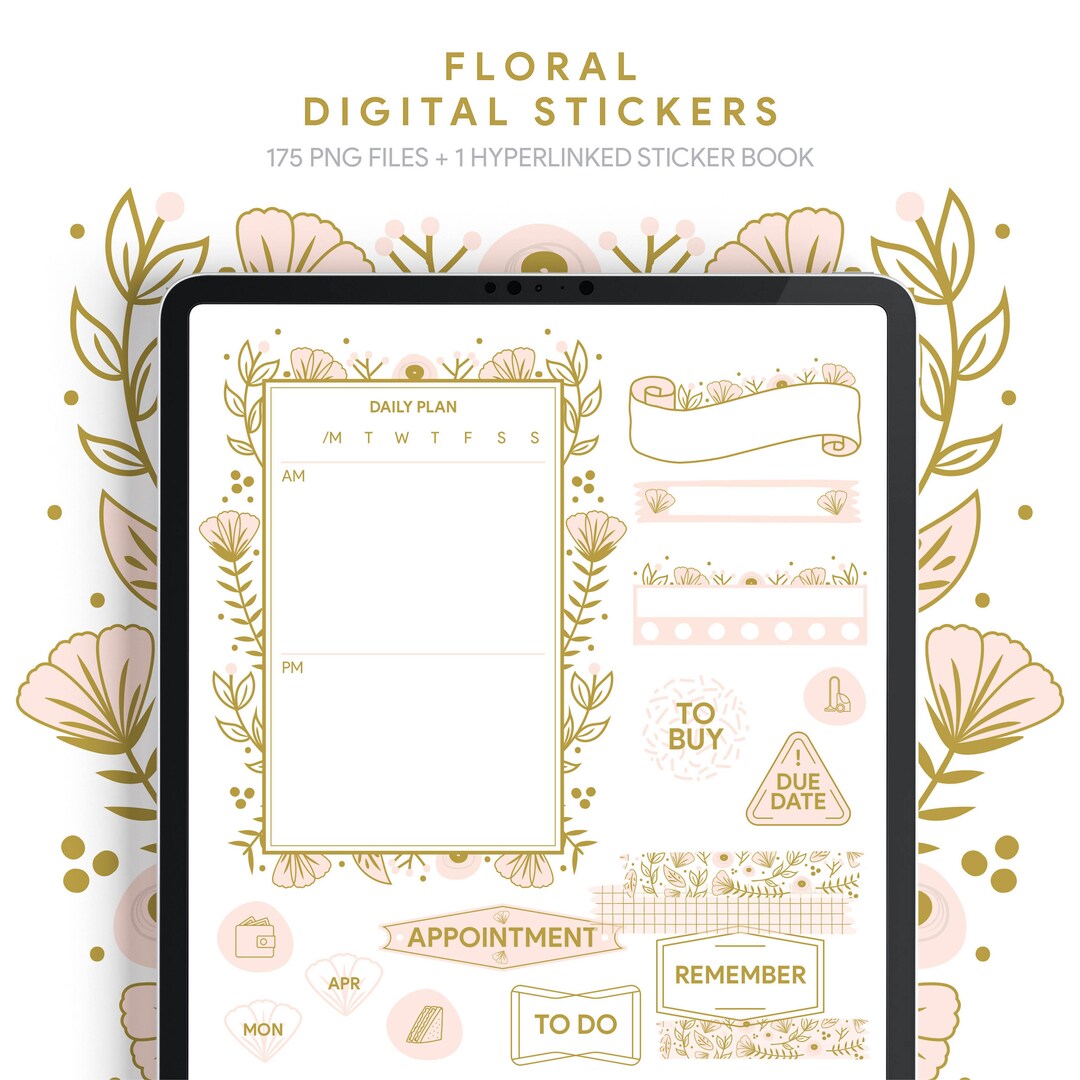 Girly Digital Sticker, Sticky Notes, Label, Washi Tape, Cute Icon ...