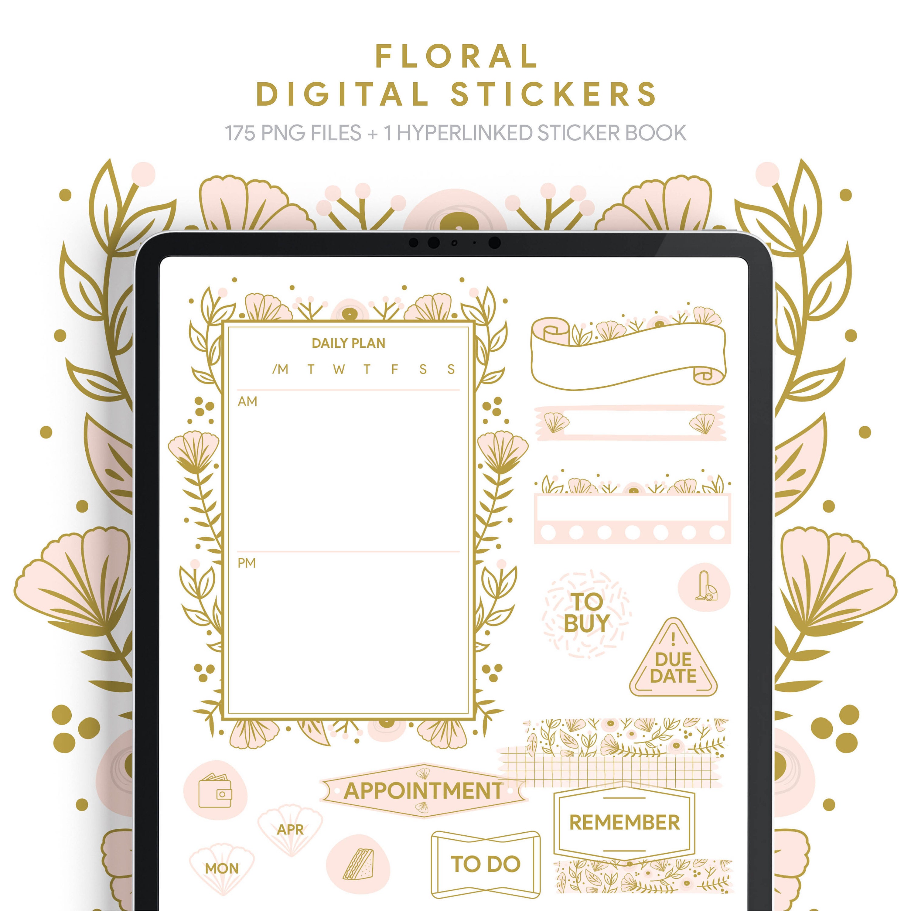Girly Digital Sticker Sticky Notes Label Washi Tape Cute - Etsy