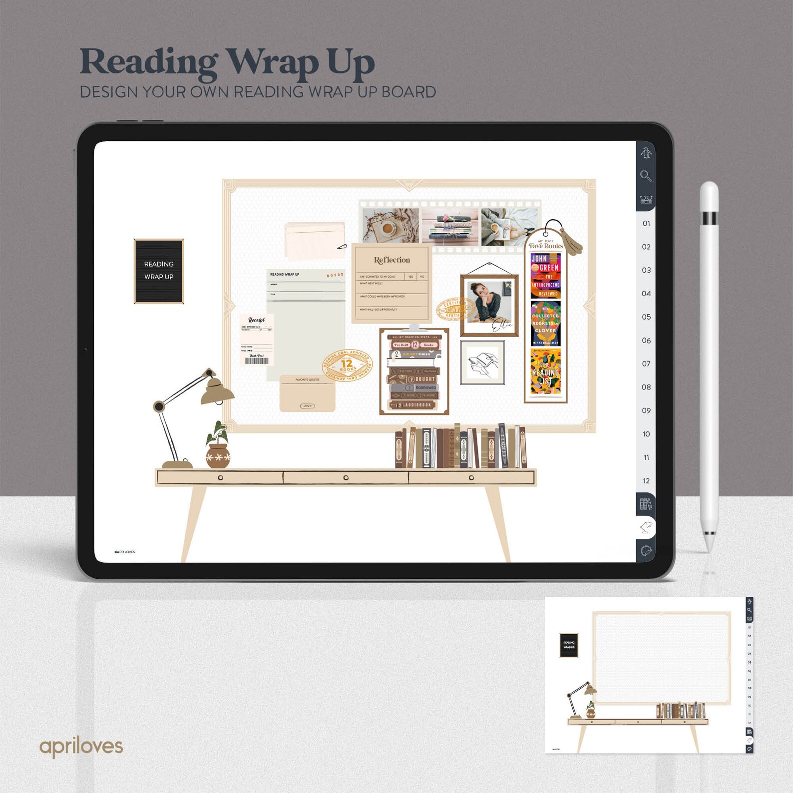 Minimalist Digital Book Journal, Landscape Reading Log for Goodnotes ...