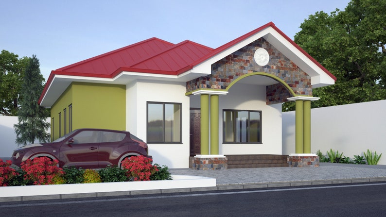 Simple 3 Bedroom House Design, Architectural Design, Domestic Plan ...