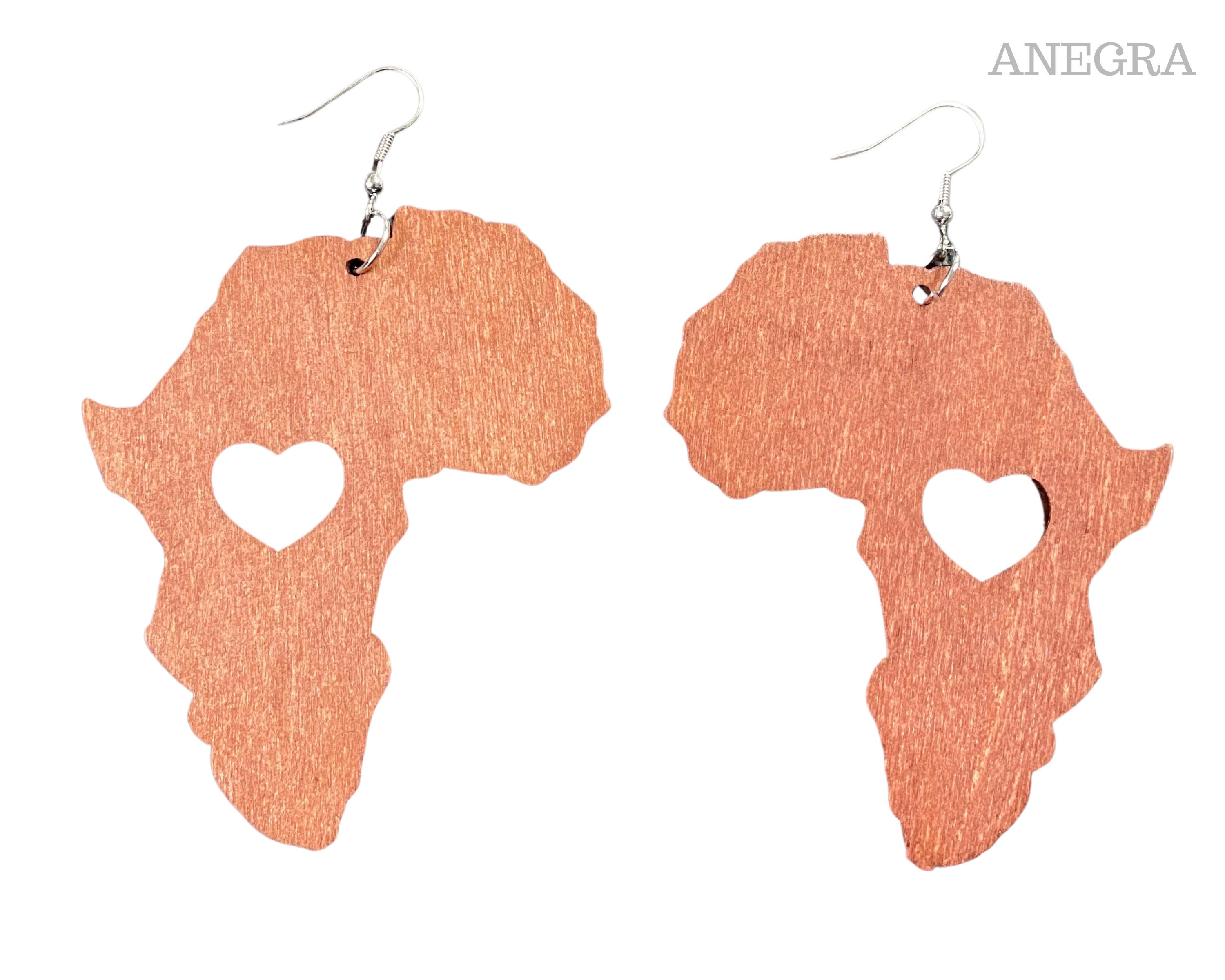 Large Wooden Africa Map Brown Women's Afro Dangle Earrings - Etsy