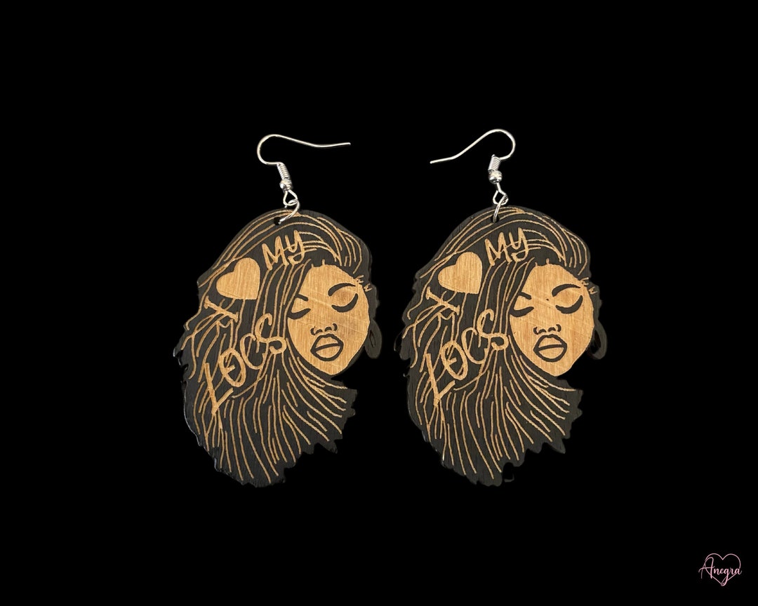 I Love My Locs Dreadlocks Wooden Natural Hair Earrings | Locd Dreads ...