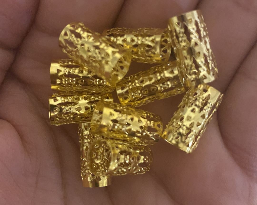 100 Long Gold Adjustable Braid Cuffs for Braids & Dreadlocks ...