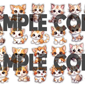 31 Cute Chibi Kittens - Instant Download - Commercial Use! - Stickers ...