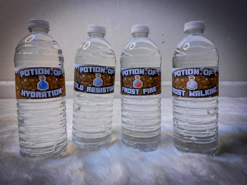 Minecraft Bottle Labels Printable Winter Water Bottle Tag Minecraft ...
