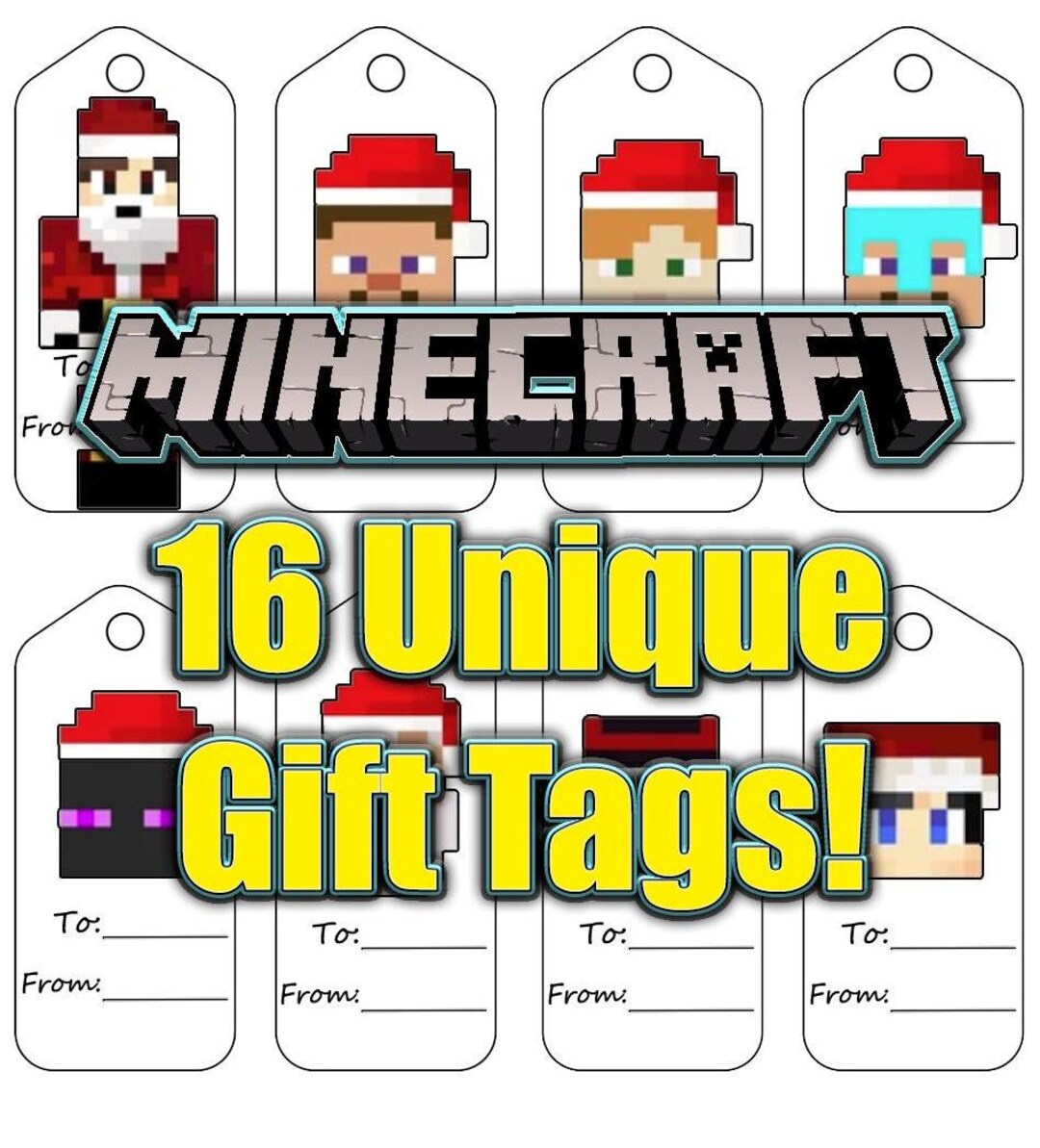 16 Minecraft Holiday Gift Tags - Printable Christmas Gift Labels for ...