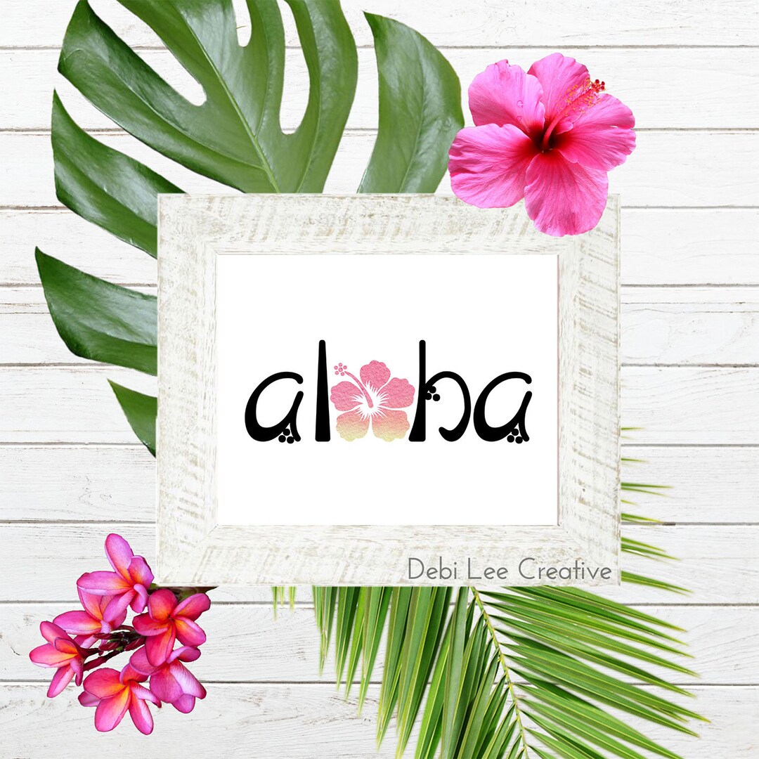 Aloha - Salmon Pink & Yellow Sunset Watercolor Hibiscus - Modern ...