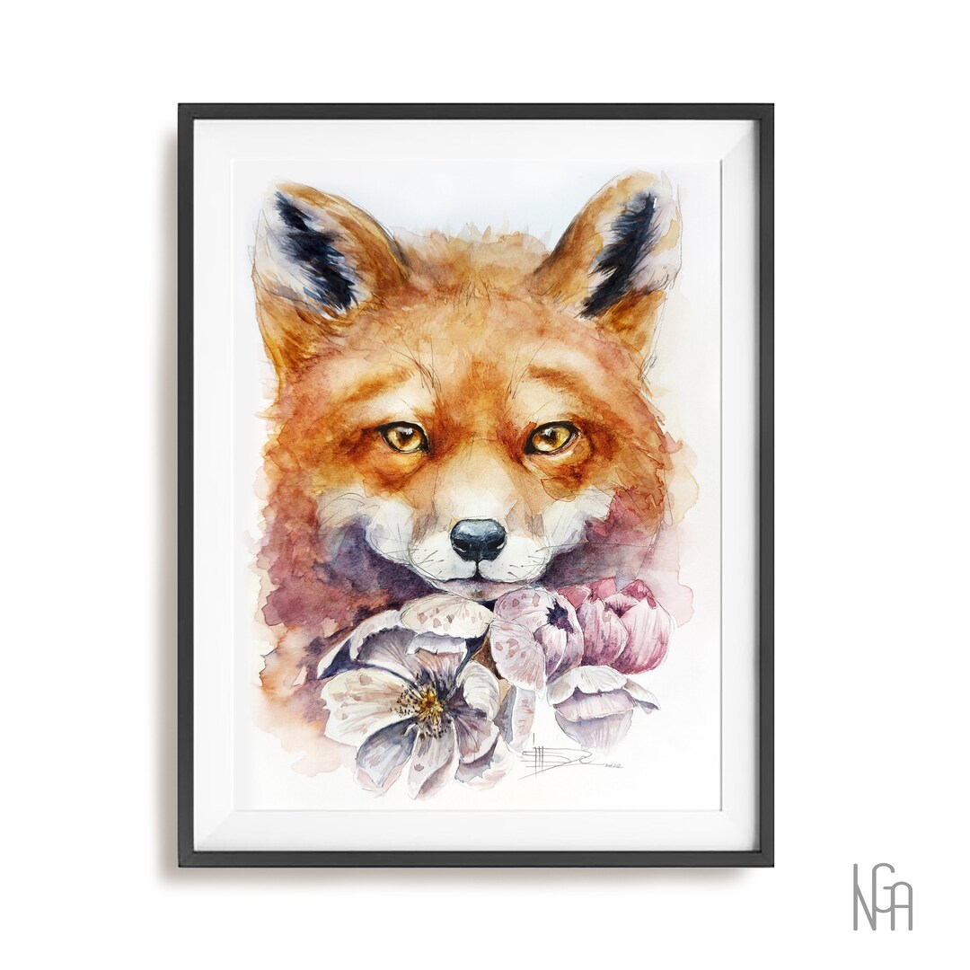 ORIGINAL ART- Watercolor Painting-red Fox Art-watercolor Fox Portrait ...