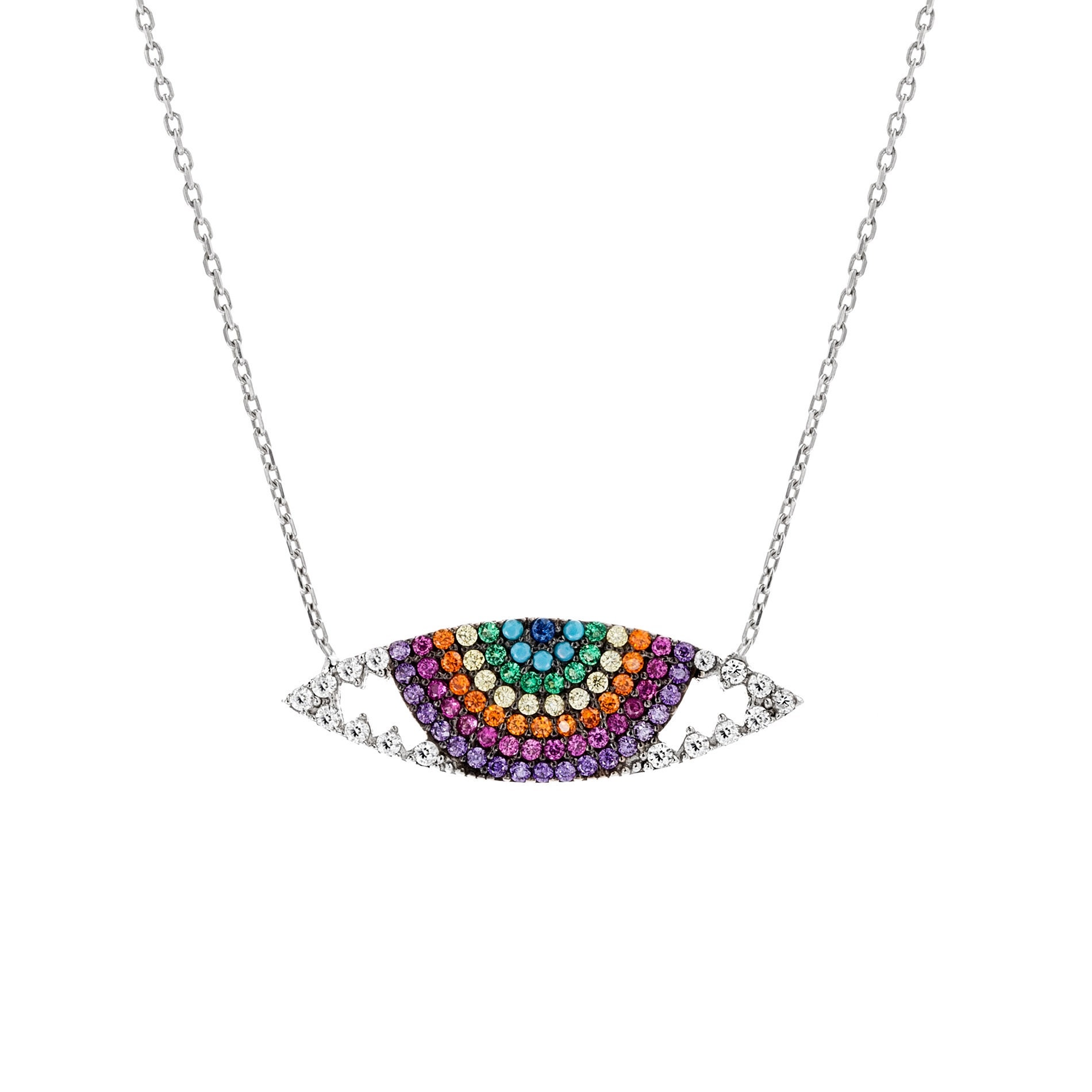 Rainbow Evil Eye / Sterling Silver Multi Color CZ Evil Eye | Etsy