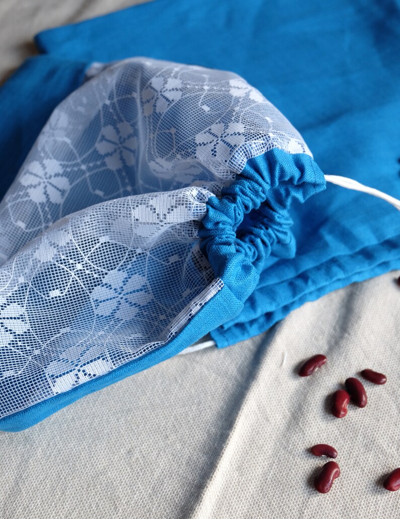 Zero Waste Linen Bag Set of 2. Two Reuse Produce Bags. | Etsy