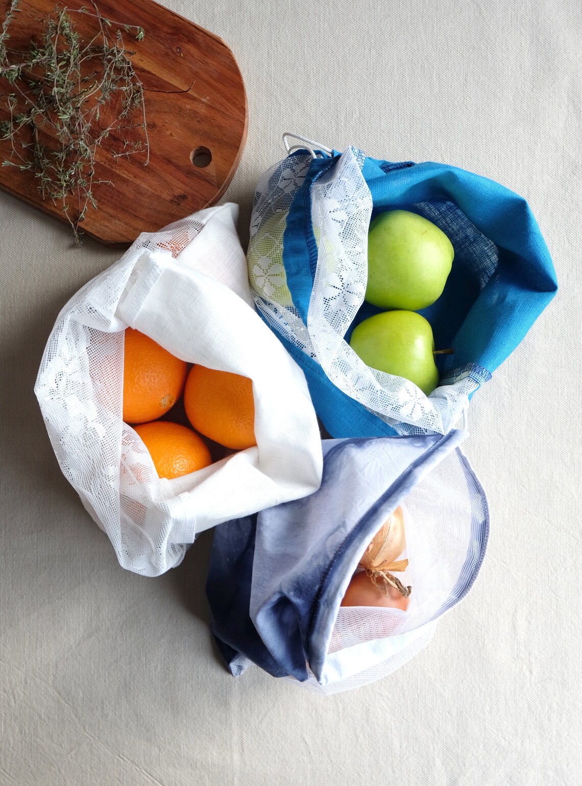 Zero Waste Linen Bag Set of 2. Two Reuse Produce Bags. | Etsy