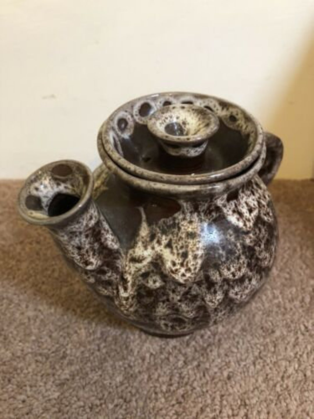British Studio Pottery - Brown Honeycomb Glaze - Tea Pot Small Home ...