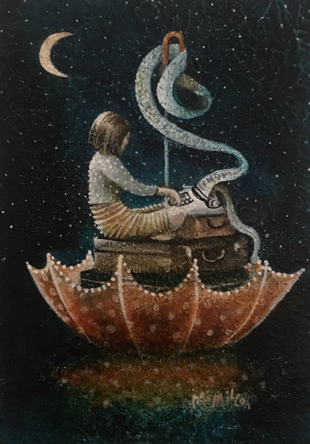 The Wandering Night Poet. 5x7 Giclee Art Reproduction With 1/2" White ...