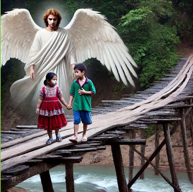 Bridge Guardian Angel Printable – Christian Faith Decor, Spiritual Junk ...