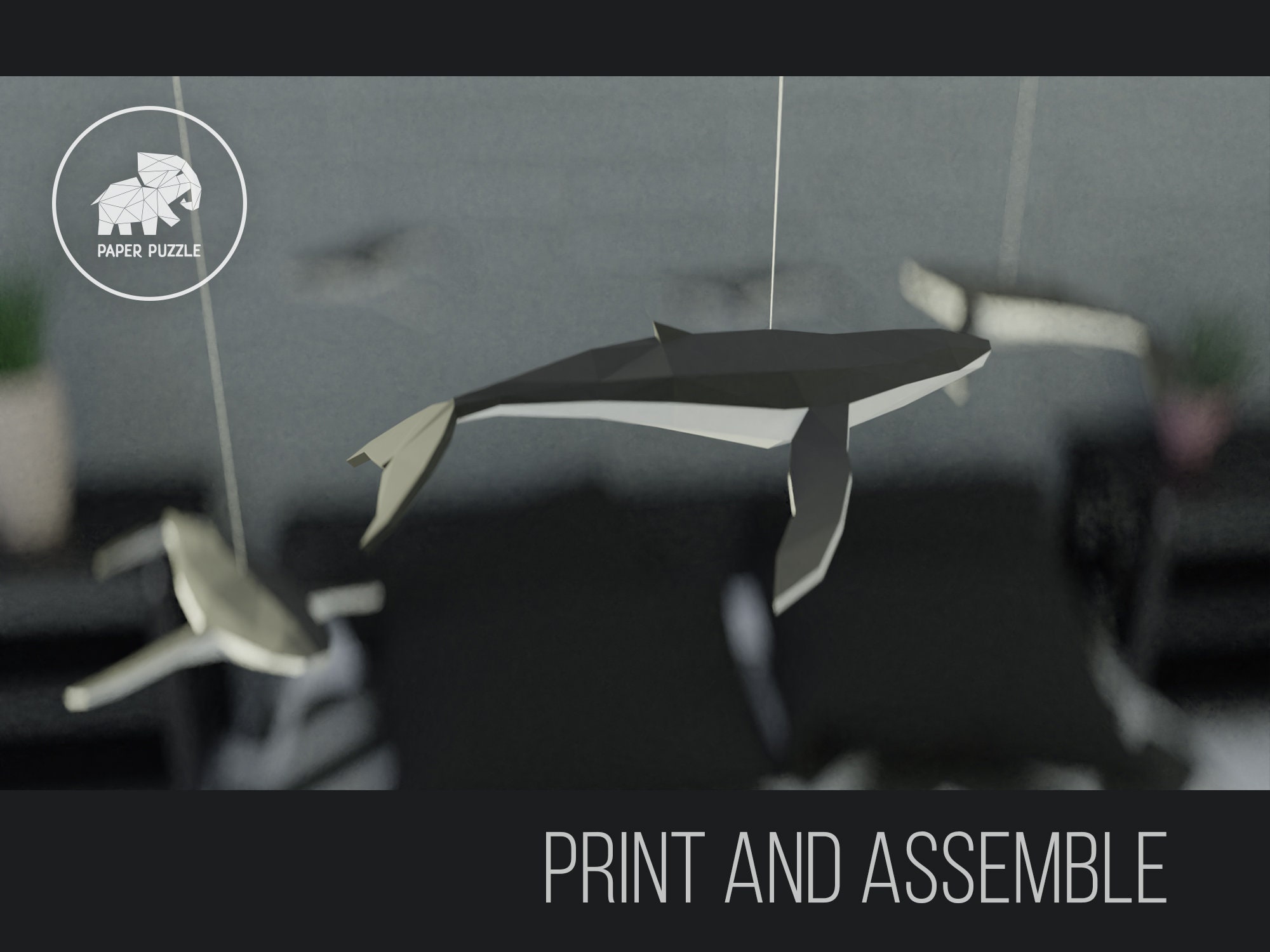 Papercraft Humpback Whale Paper craft DIY 3D template PDF | Etsy