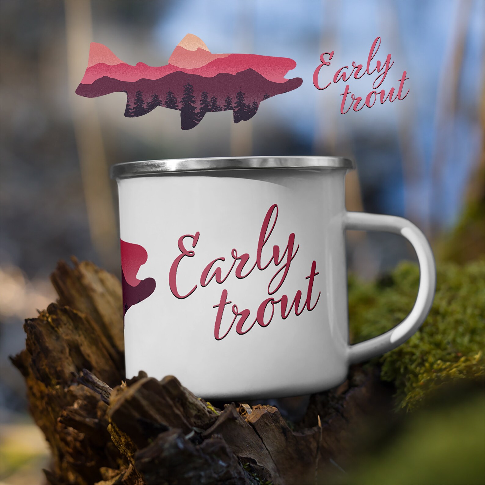 Early Trout Enamel Mug fishing mug salmon mug trout fishing | Etsy