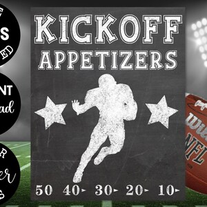 Chalk Football Party Sign | Printable | KICKOFF APPETIZERS| Digital ...
