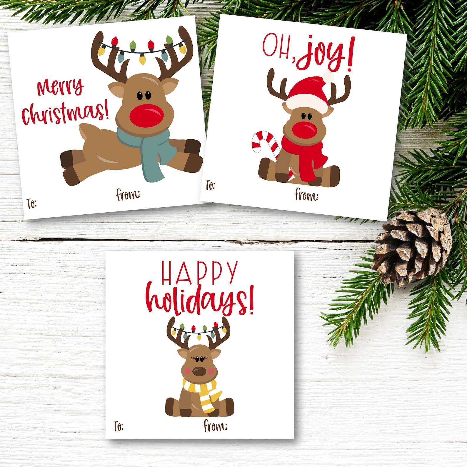 PRINTABLE Adorable Reindeer Christmas Gift Tags. 8 Cute - Etsy