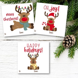 PRINTABLE, Adorable Reindeer Christmas Gift Tags. 8 Cute Designs ...