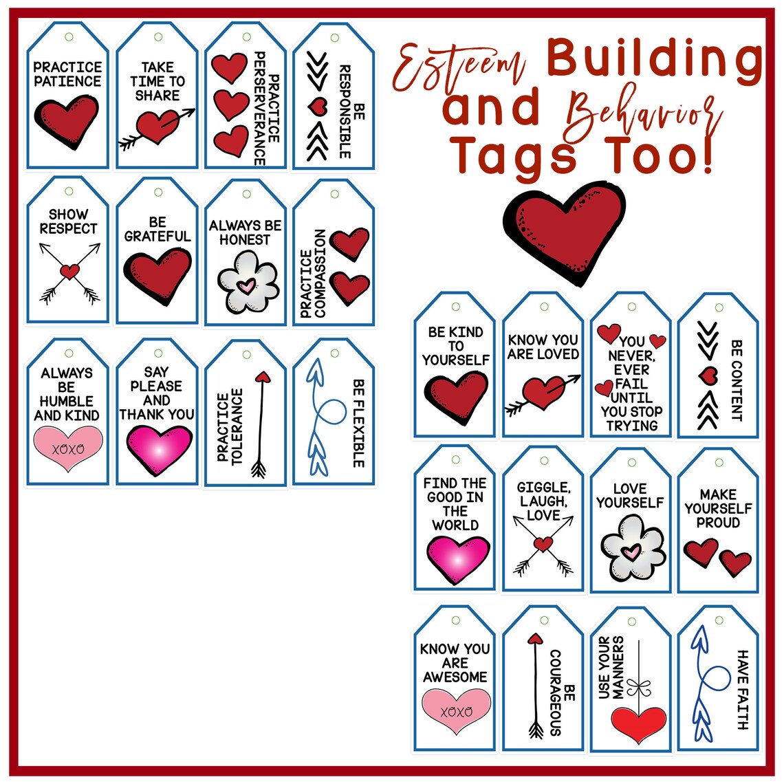108 Chore Chart Tags EDITBLE Tags Too. Jobs & Behavior Tags. - Etsy
