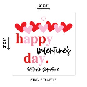 Printable, EDITABLE Signature Valentine's Day Tag! Valentine's Card ...