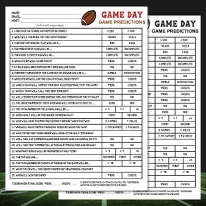 Football Game Predictions Game Football Party Games Printable Super ...
