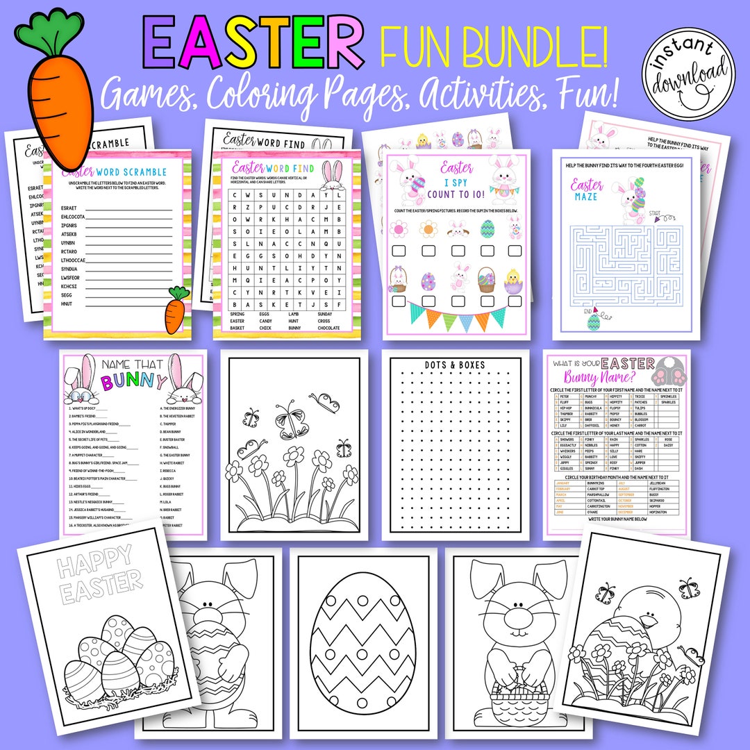 Easter Activity BUNDLE, Easter Games, Easter Word Search, Easter ...