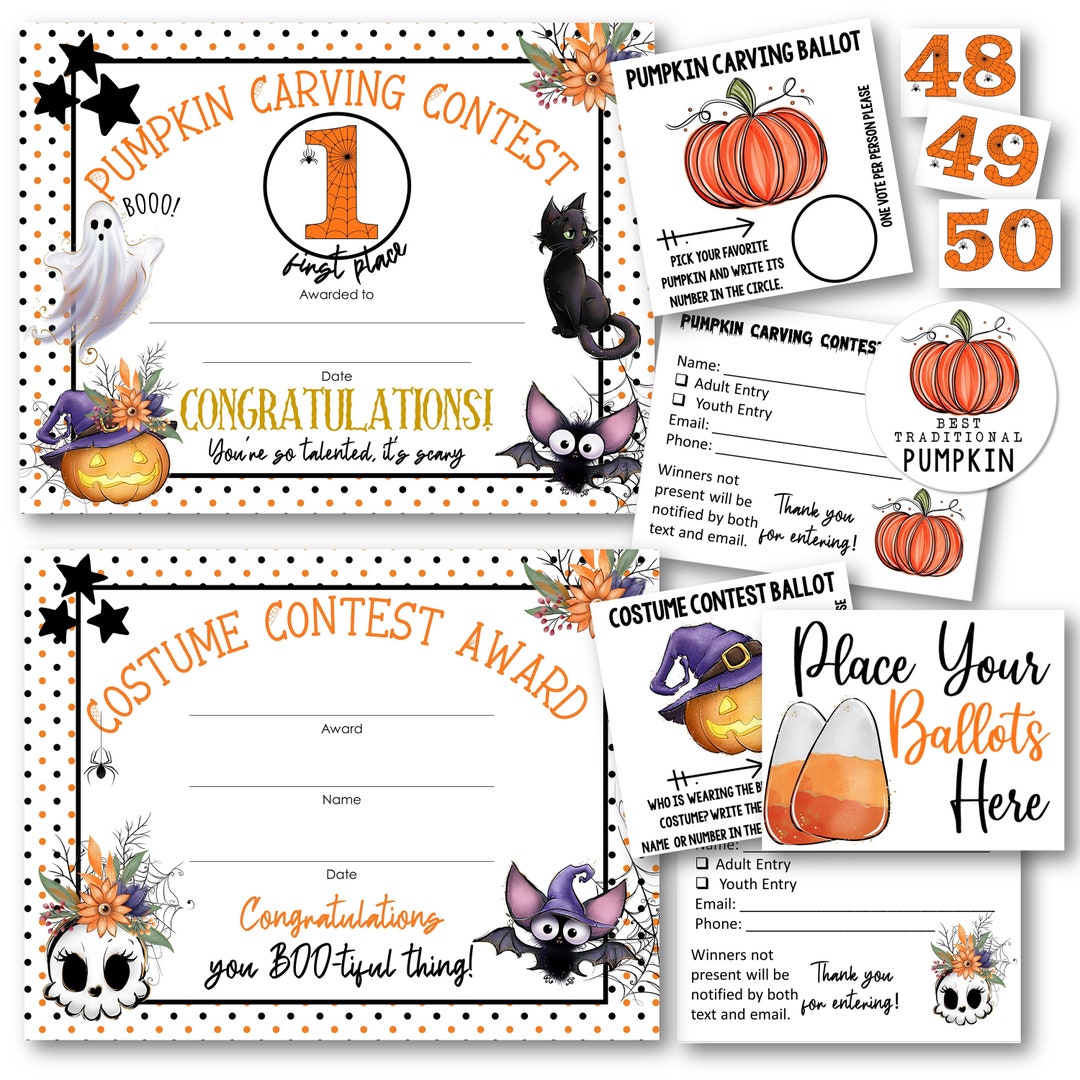 Pumpkin Carving Contest Kit. Costume Contest Kit. Halloween Party Kit ...