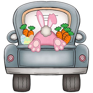 Easter PNG & JPG, 300 DPI. Easter Bunny in Truck, Vintage Truck Easter ...