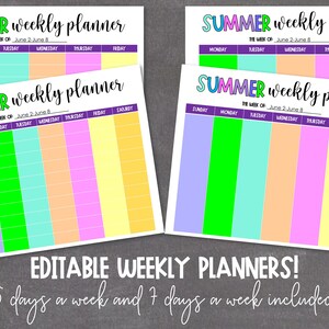 Printable Editable SUMMER 2024 Planner Kit | Summer Calendars | Summer ...