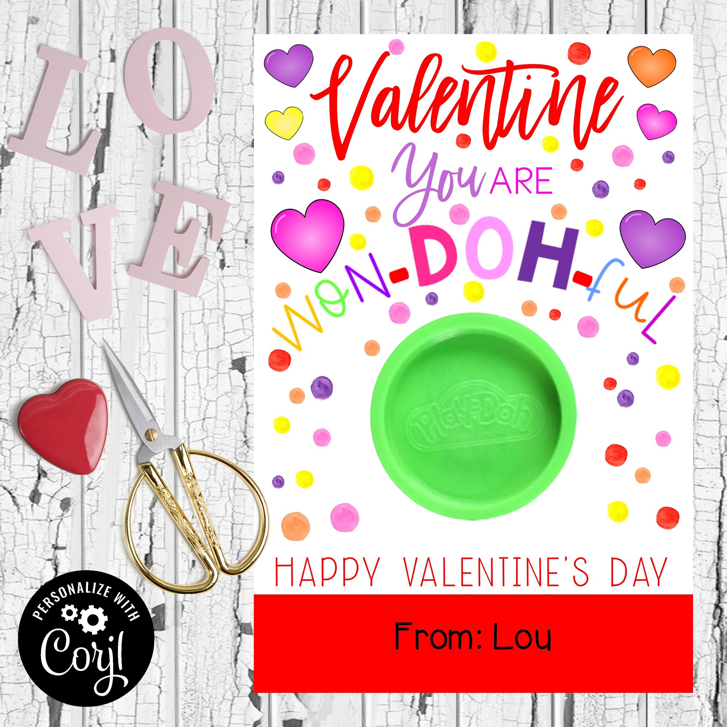 Play Doh Valentine Printable CUSTOMIZABLE Valentine Card - Etsy