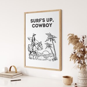 Surf's Up, Cowboy Art Print | Printable | Surfing Cowboy Cowgirl Art ...