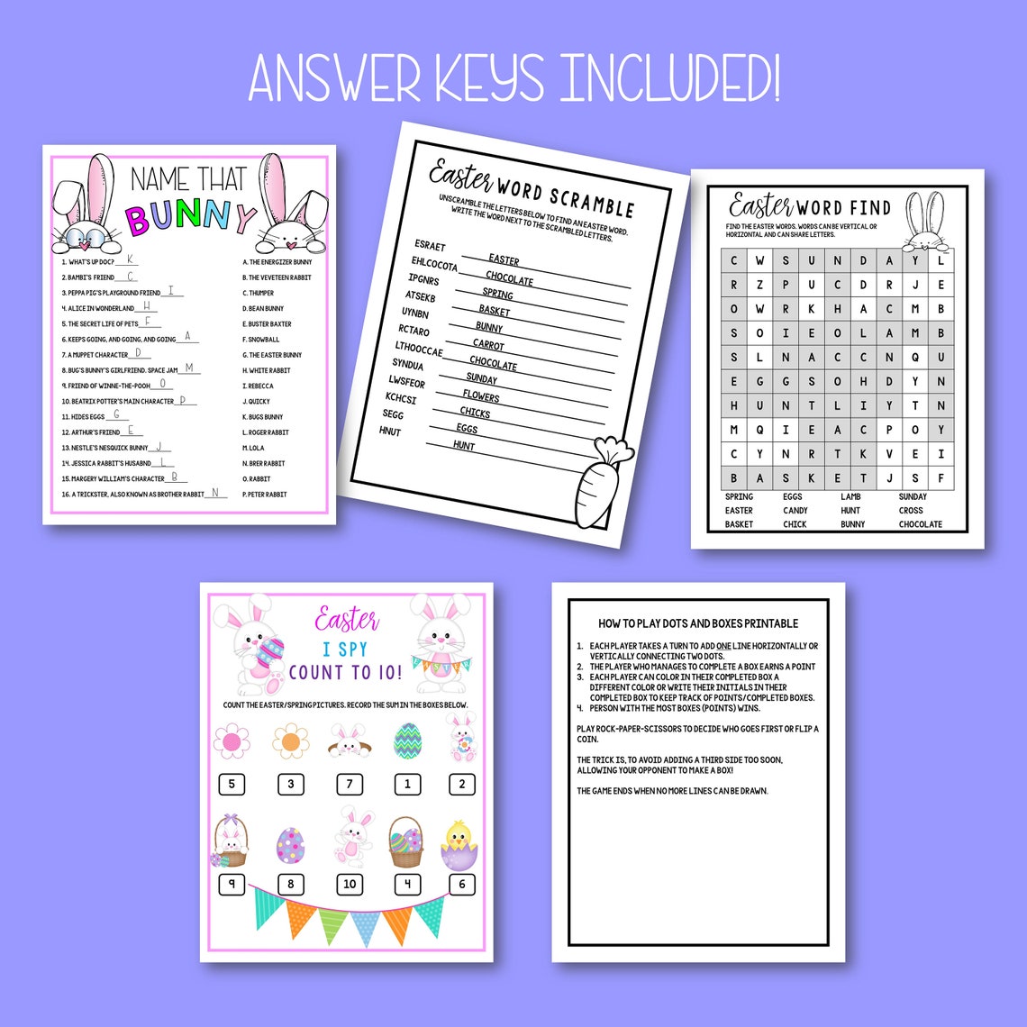 Easter Activity BUNDLE, Easter Games, Easter Word Search, Easter ...