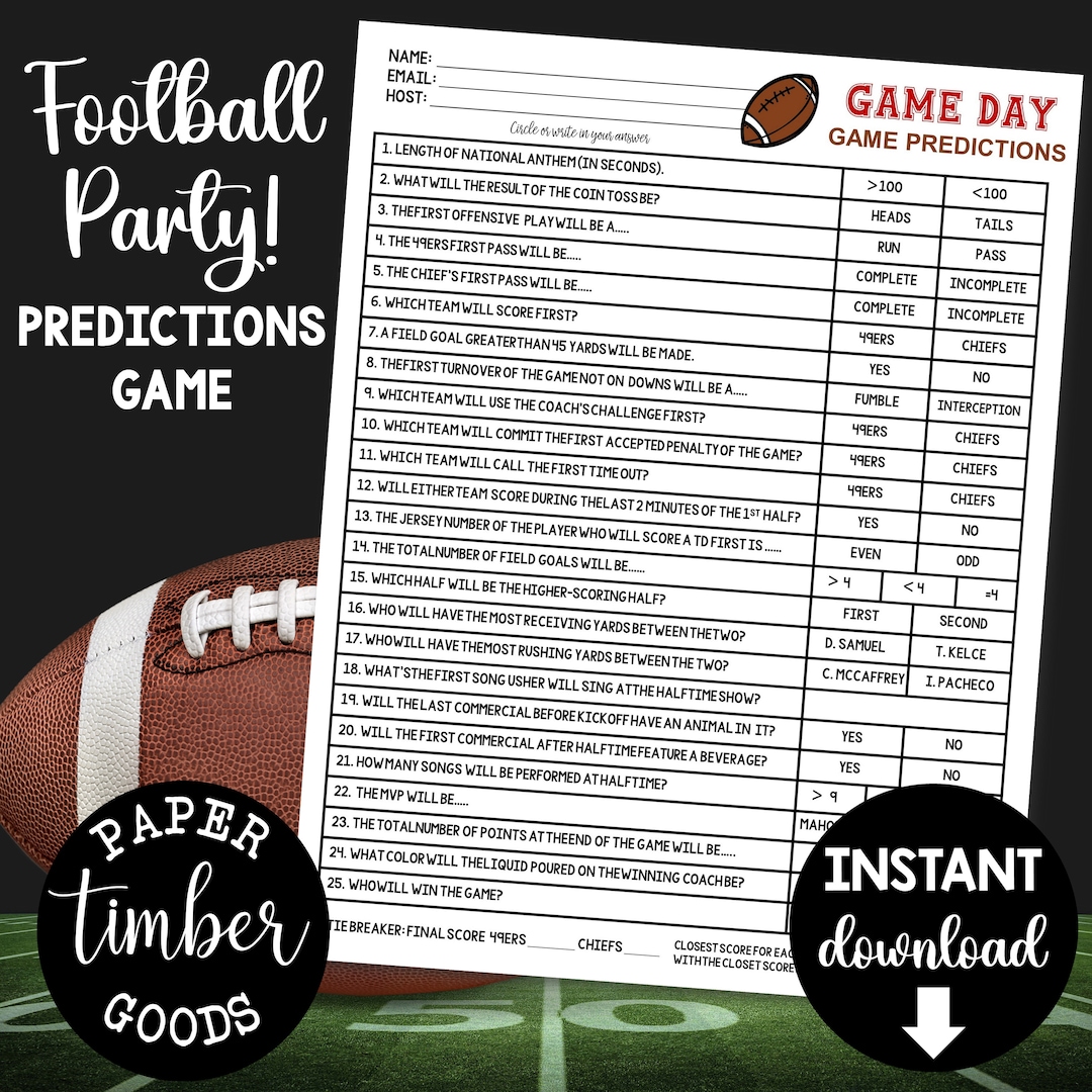 Football Game Predictions Game Football Party Games Printable Super ...
