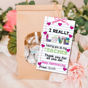 Valentine Teacher Tag. Printable Gift Tags. Valentine's Day. Printable ...