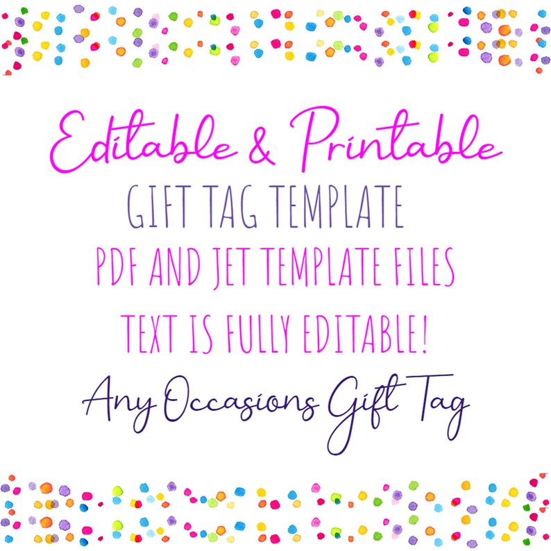 Editable Printable Confetti Tag Template. Fully Editable - Etsy