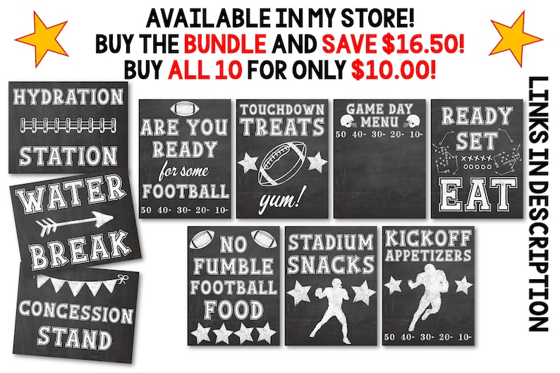 Chalk Football Party Sign | Printable | WATER BREAK | Digital Download ...